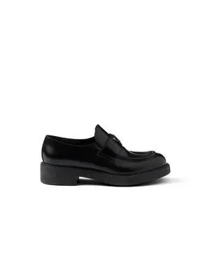 Prada Brushed Leather Loafers - Black