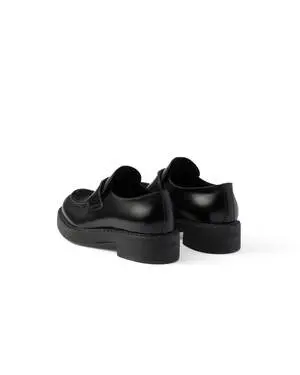 Prada Brushed Leather Loafers - Black