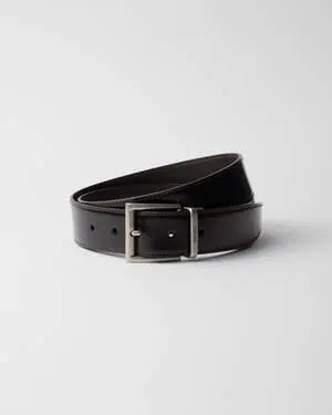 Prada Brushed Leather Belt - Sienna