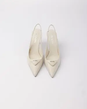 Prada Saffiano Patent Leather Slingback Pumps - Neutral