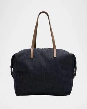 Brunello Cucinelli Brunello Cucinelli Duo Denim Traveler Shoulder Bag - Denim