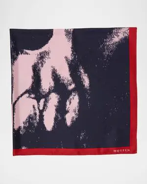 Alexander McQueen Silk Shawl W/ Exploded Skull - Painters Pink Navy