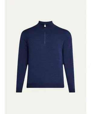 Kiton Silk, Cashmere And Linen Half-zip Sweater - Blue