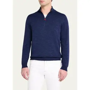 Kiton Silk, Cashmere And Linen Half-zip Sweater