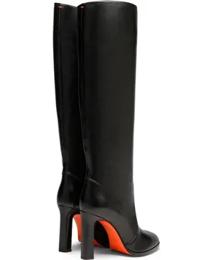 Santoni Andy Leather Knee High Boot - Black