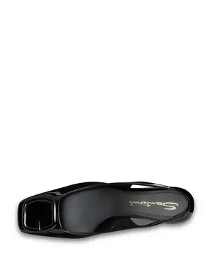 Santoni Patent Leather Mid-heel Slingback Pumps - Black