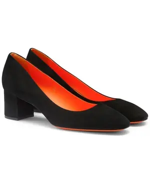Santoni Suede Low-heel Pump - Black