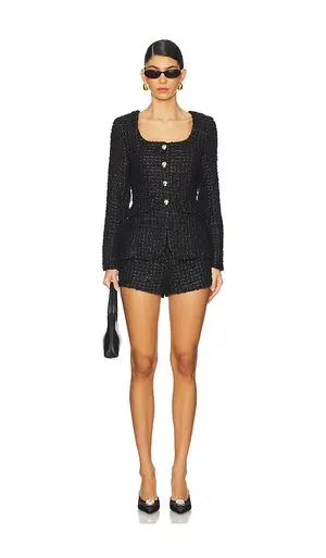 Amanda Uprichard Long Sleeve Kya Romper - Black