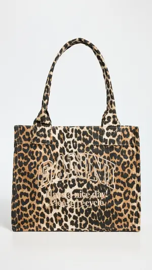GANNI Large Print Easy Shopper Tote - Leopard