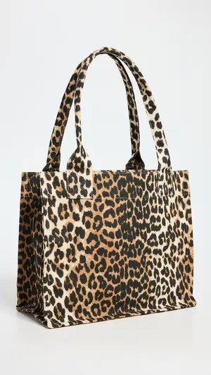 GANNI Large Print Easy Shopper Tote - Leopard