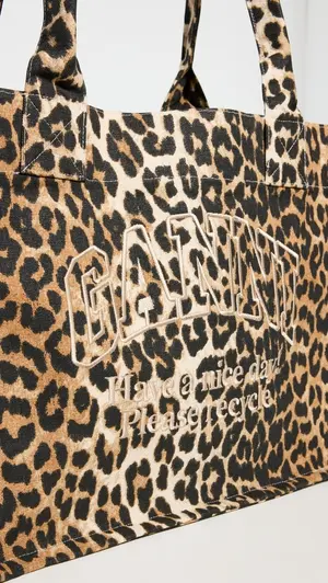 GANNI Large Print Easy Shopper Tote - Leopard