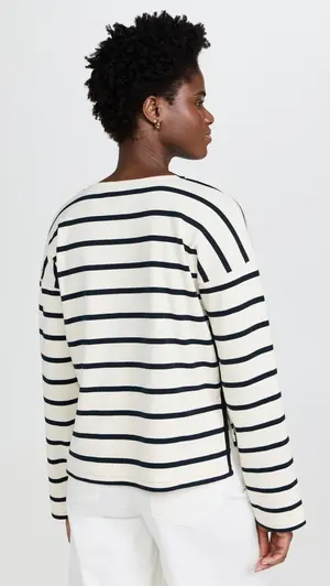 LA LIGNE Breton Long Sleeve Tee - Ecru/navy