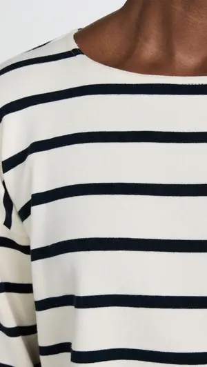 LA LIGNE Breton Long Sleeve Tee - Ecru/navy