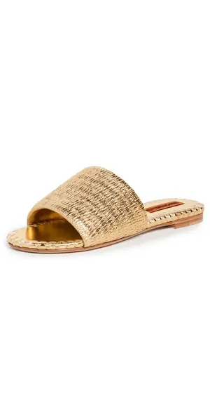 SIMONMILLER Metallic Raffia Salerno Sandals - Gold/natural