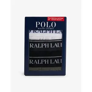 Polo Ralph Lauren Logo-waistband Mid-rise Pack Of Three Stretch-cotton Boxer Briefs Xxl - Wht/pol Blk/andvr Htr