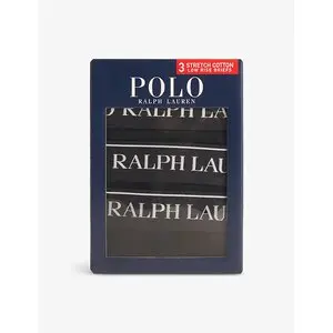 Polo Ralph Lauren Logo-waistband Low-rise Pack Of Three Stretch-cotton Briefs Xxl - Pol Blk/pol Blk/pol Blk