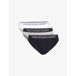 Polo Ralph Lauren Branded-waist Stretch-cotton Briefs Pack Of Three Xl Multi