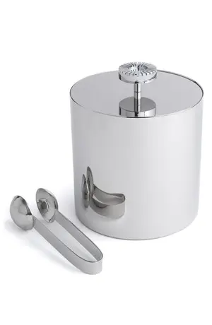 ANNA NEW YORK Striations Ice Bucket With Tongs - Silver
