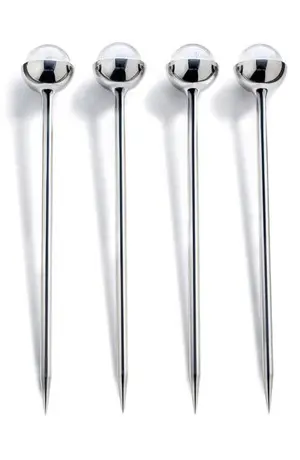 ANNA NEW YORK Set Of 4 Crystal Cocktail Picks - Clear/ White And Silver