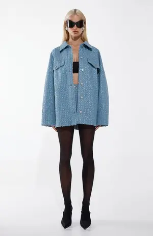 BY.DYLN Sequin Embellished Denim Jacket