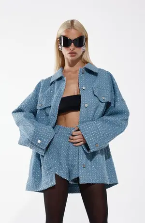 BY.DYLN Sequin Embellished Denim Jacket
