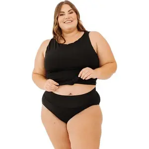 LIME RICKI SWIMWEAR High-waisted Bikini Bottom - Black