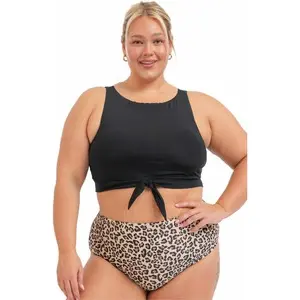 LIME RICKI SWIMWEAR High-waist Bikini Bottom - Cheetah