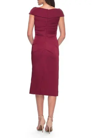 La Femme Pleated Jersey Dress - Wine