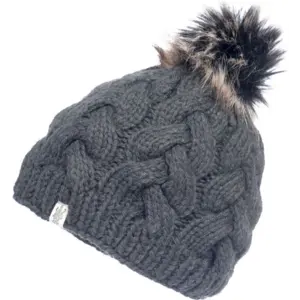 NIRVANNA DESIGNS Boheme Cable Beanie With Faux Fur Pom - Smoke