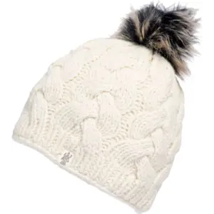NIRVANNA DESIGNS Boheme Cable Beanie With Faux Fur Pom - White