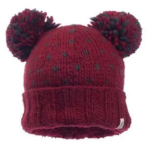 NIRVANNA DESIGNS Double Pom Kira Hat - Burgundy