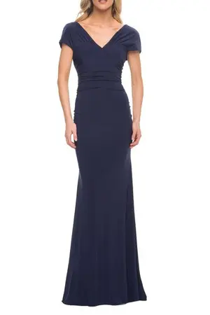 La Femme Jersey Long Evening Dress