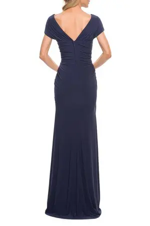La Femme Jersey Long Evening Dress