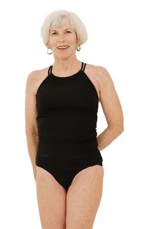 LIME RICKI SWIMWEAR Double-cinch Tankini Top - Black