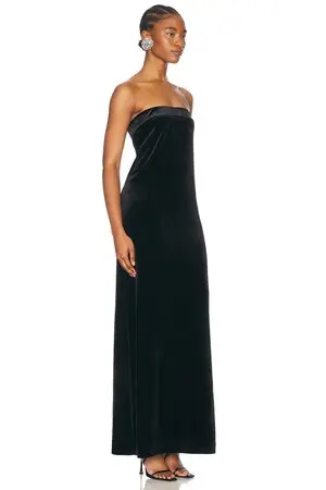 Norma Kamali Strapless Tailored Gown With Side Slit - Black