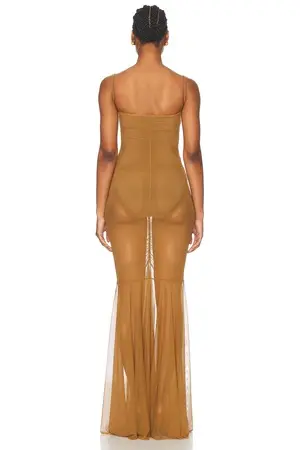 Norma Kamali Strapless Shirred Front Fishtail Gown