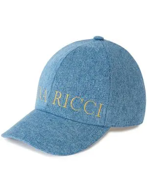 Nina Ricci Embroidered Denim Cap - Blue