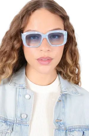 Illesteva Geno Square Frame Sunglasses - Celeste / Blue