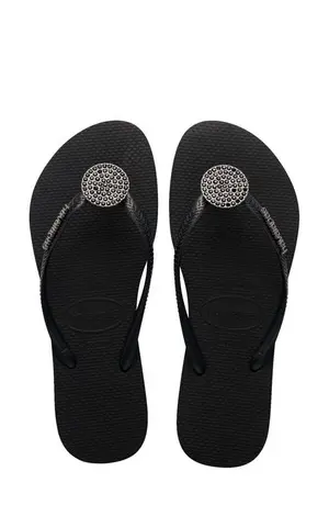 Havaianas Slim Crystal Flip Flop - Black