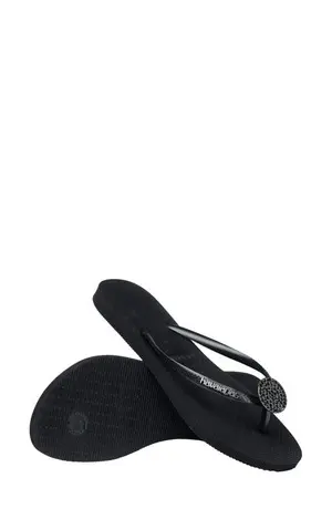 Havaianas Slim Crystal Flip Flop - Black
