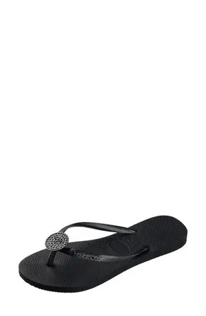 Havaianas Slim Crystal Flip Flop - Black