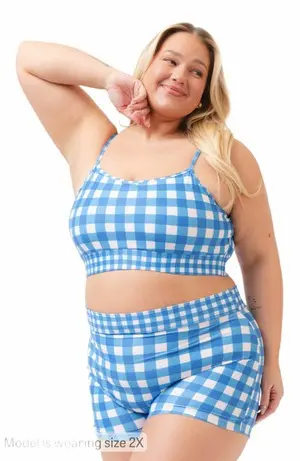 LIME RICKI SWIMWEAR Bralette Top With Adjustable Straps - Blue Gingham