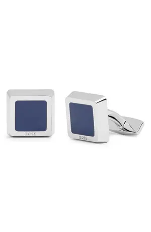 BOSS Franzisco Square Enameled Cuff Links - Navy