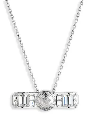 Versace Crystal Ribbon Pendant Necklace - Palladium Crystal
