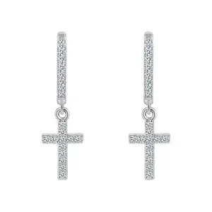 DONATELLO GIAN Name Sterling Moissanite Cross Earrings
