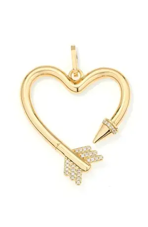 Adina Reyter Diamond Arrow Heart Charm - Yellow