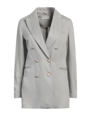 CIRCOLO 1901 Light Linen Cotton Double-breasted Blazer - Grey