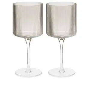 FERM LIVING Ripple Red Wine Glasses Set Of 2 - Smoked Grey