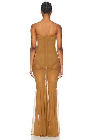Norma Kamali Strapless Shirred Fishtail Gown - Bronze