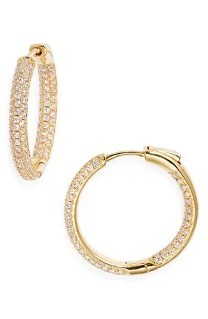 Nordstrom Cubic Zirconia Pavé Hoop Earrings - Clear- Gold